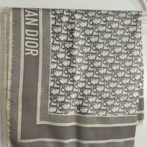 Dior | Accessories | Dior Oblique Square Scarf Gray Silk Twill | Poshmark